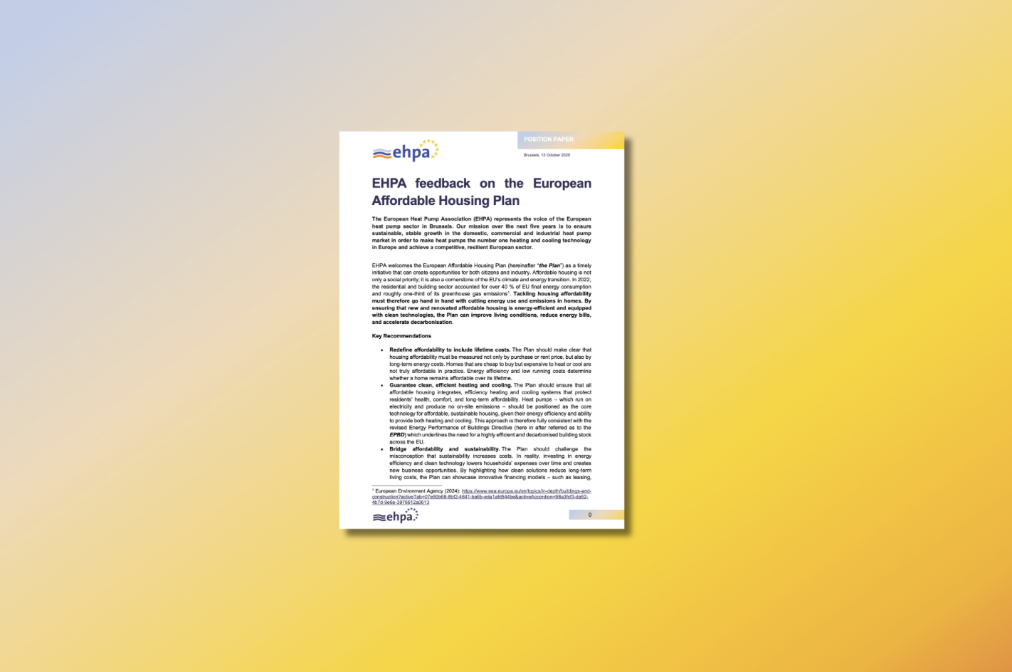 EHPA feedback on the European Affordable Housing Plan - European Heat ...